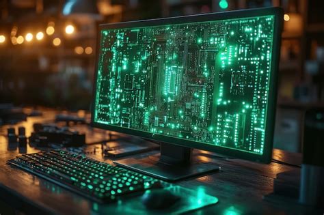 Computer Screen Displaying Circuit Board Premium Ai Generated Image