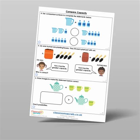 Year 1 Compare Capacity Homework Resource Classroom Secrets