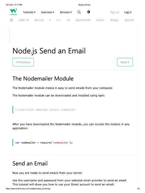 send email via node js server pdf