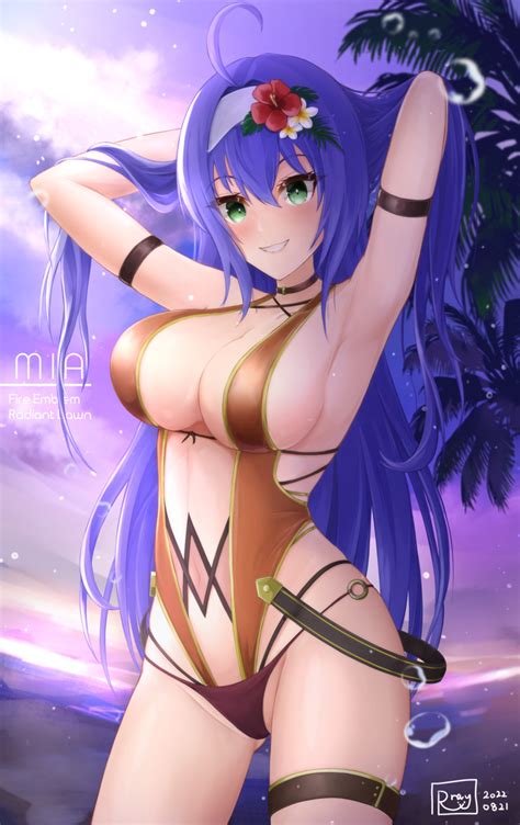 Rule 34 1girls Ahoge Armpits Arms Up Bikini Black Bikini Blue Hair Breasts Center Opening