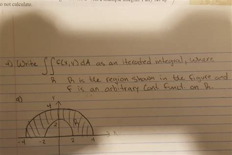 Solved Write Doubleintegral R F X Y DA As An Iterated Chegg