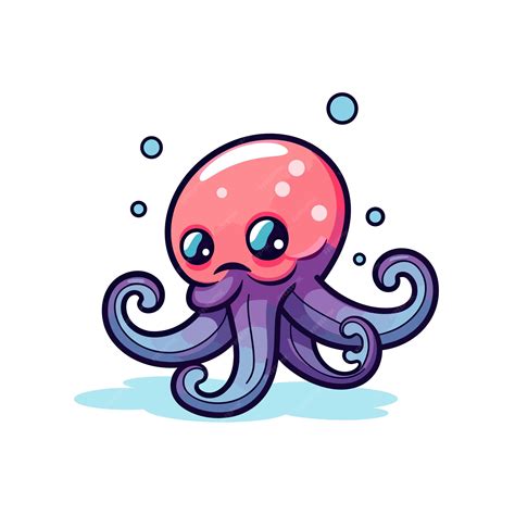 Premium Vector An Octopus With A Pink Nose And Blue Eyes And A White Background