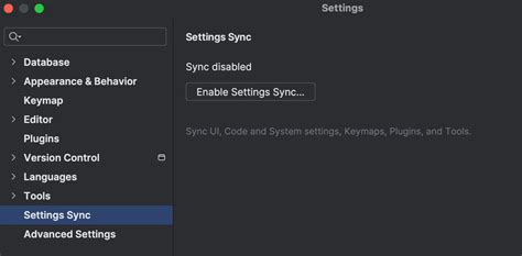 ide settings backup and sync datagrip documentation