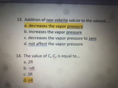 Answered 13 Addition Of Non Volatile Solute To… Bartleby