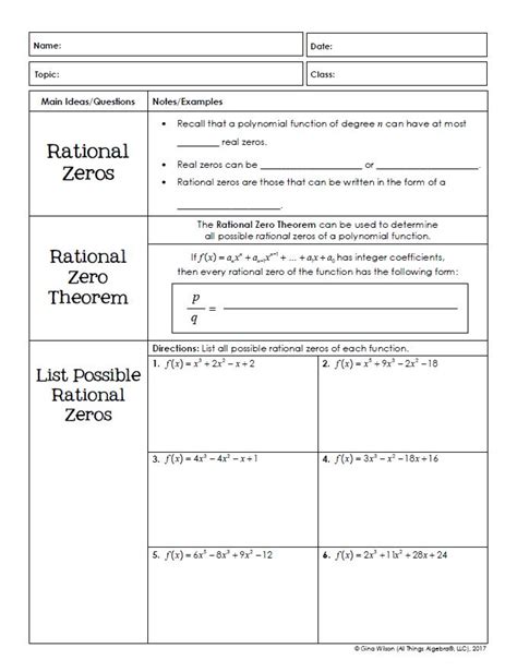 Pre Calculus Unit 3 Polynomial And Rational Functions All Things Algebra®