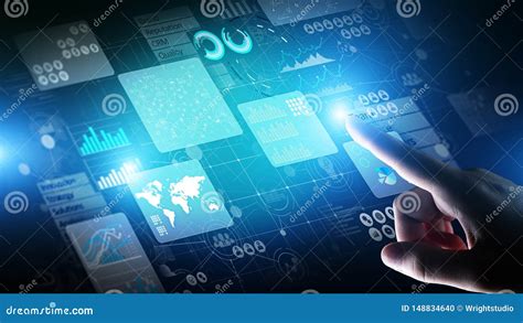 Business Intelligence Analyst Dashboard On Virtual Screen Big Data