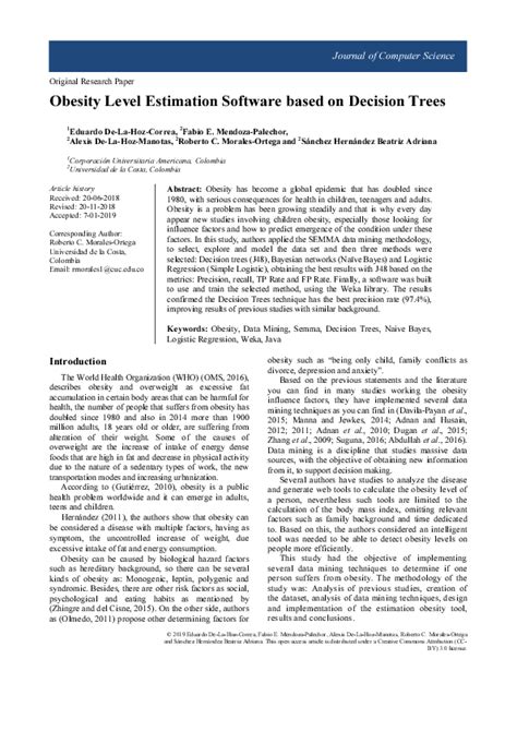 pdf obesity level estimation software based on decision trees