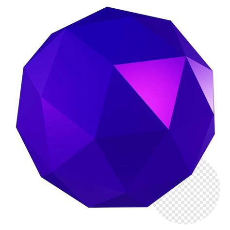 Premium Psd 3d Gradient Matt Purple Ico Sphere Png Element