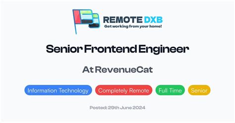 🌟 New Completely Remote Job Opportunity In Dubai Uae 🇦🇪 Senior Frontend Engineer At Revenuecat