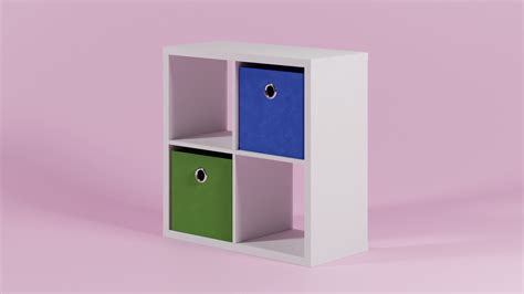 Cubic Bookshelf With Fabric Storageboxes Free 3d Model Cgtrader
