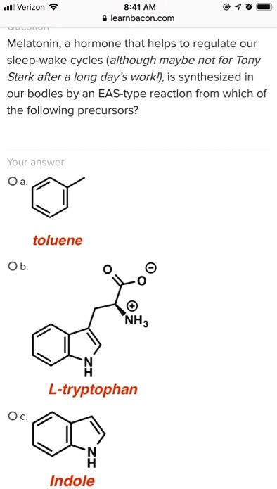 Solved Verizon 841 Am Earnbacon Com Melatonin A Hormone That Helps