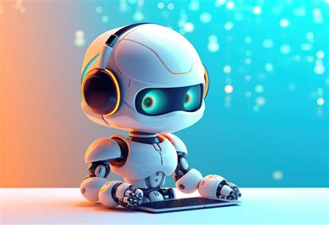 Premium Photo Programming Robot Working On Laptop Abstract Model