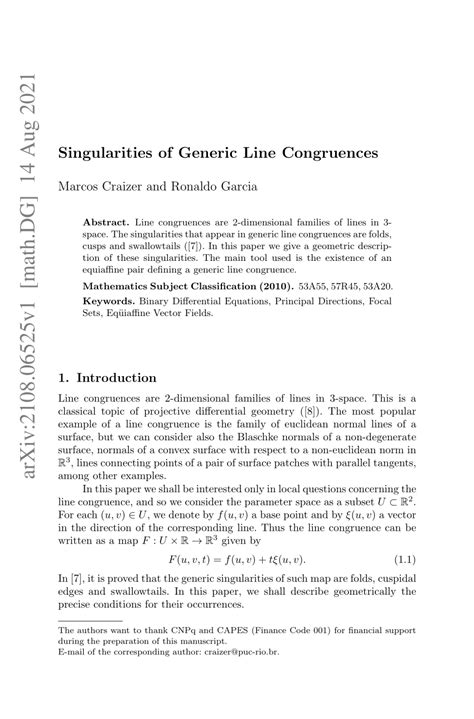 Pdf Singularities Of Generic Line Congruences
