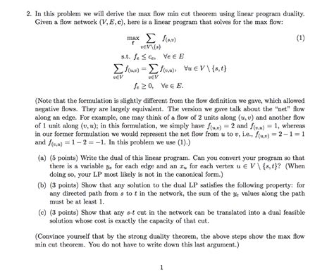 Solved In This Problem We Will Derive The Max Flow Min Chegg Com
