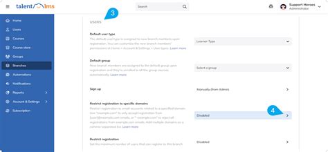 How To Restrict Registration To Specific Domains In Talentlms Talentlms Support Help Center