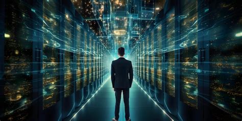 Premium Ai Image It Engineer In Big Database Server Center Office High Speed Data Transfer