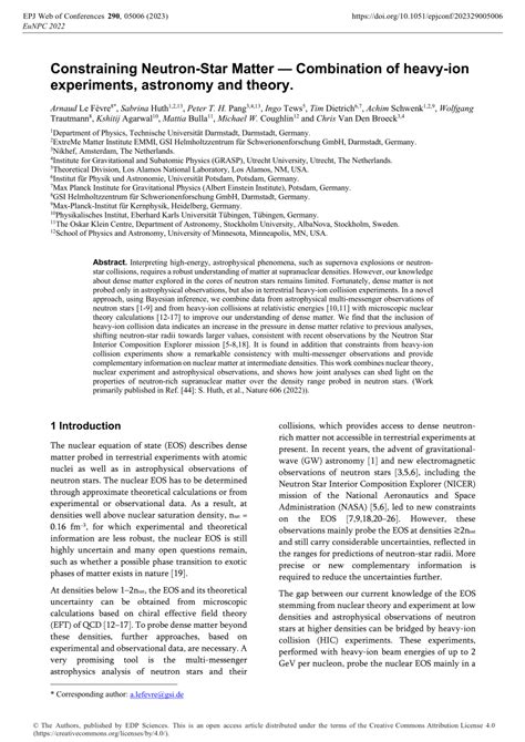 Pdf Constraining Neutron Star Matter — Combination Of Heavy Ion Experiments Astronomy And Theory