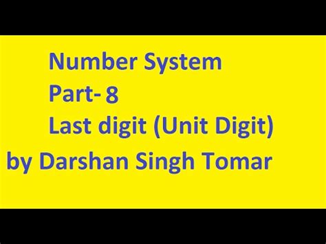 Number System Part How To Find Unit Digit YouTube