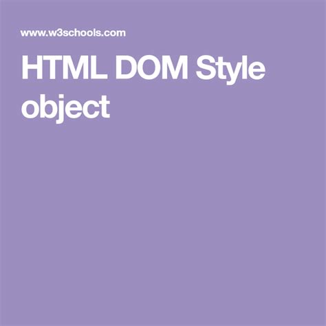 Html Dom Style Object