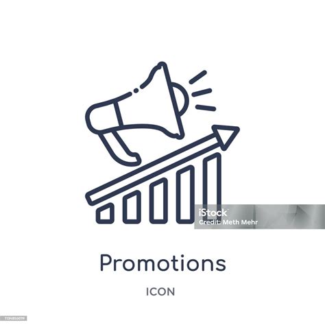 마케팅 개요 컬렉션에서 선형 프로 모션 아이콘입니다 얇은 라인 프로 모션 아이콘 흰색 배경에 고립입니다 프로 모션 유행 그림 가격에 대한 스톡 벡터 아트 및 기타 이미지