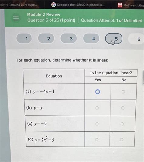 Solved For Each Equation Determine Whether It Is Linear Chegg