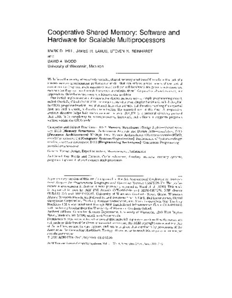pdf cooperative shared memory software and hardware for scalable