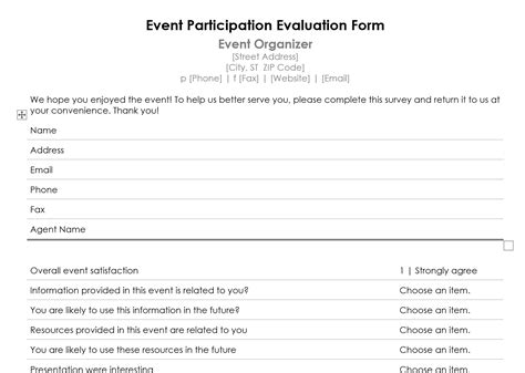 Event Feedback Form Template Word