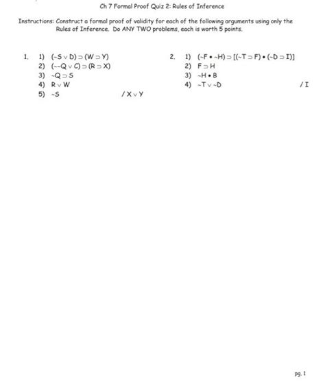 instructions construct a formal proof of validity