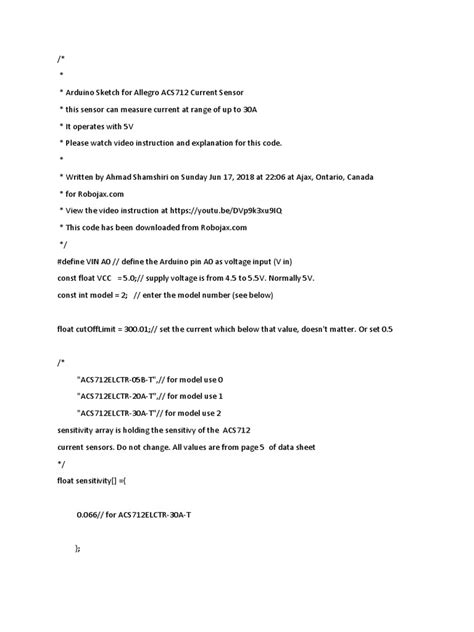 Arduino Sketch For Allegro Acs712 Current Sensor Pdf