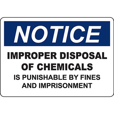 Notice Improper Disposal Of Chemicals Sign Graphic Products