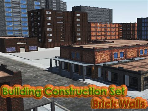 building construction set brick walls 3d 도시 unity asset store