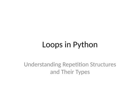 Object Oriented Programming17 Control Structures Repetition Statements