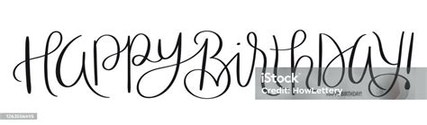Happy Birthday Black Brush Calligraphy Banner Stock Illustration
