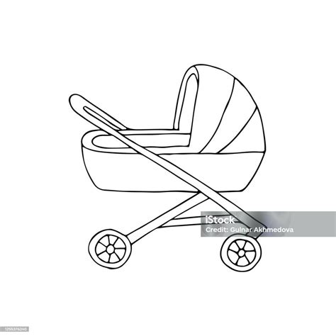 벡터에 아기 마차 아이콘을 낙서 벡터에 손으로 그린 베이비 캐리지 아이콘 그리기에 대한 스톡 벡터 아트 및 기타 이미지
