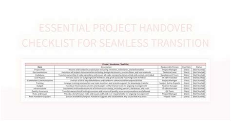 Key Project Handover Checklist To Ensure A Smooth Transition Excel Template Free Download