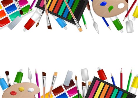Premium Vector Art Tools And Materials Frame Vector Illustration