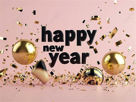 새해 복 많이 받으세요 검은 황금색 편집 가능한 텍스트 효과 글꼴 스타일 분홍색 배경 Png 일러스트 무료 다운로드 Lovepik