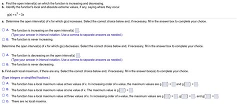 Solved A Find The Open Interval S On Which The Function Is Chegg