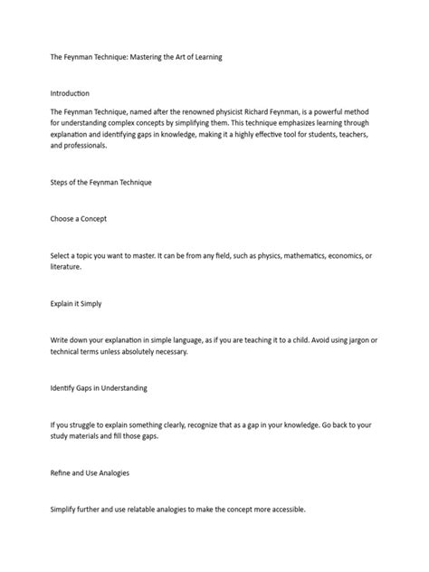 The Feynman Technique Pdf