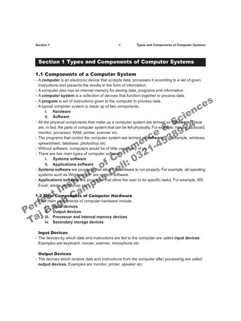 section 1 types and components of computer systems pdf graphical