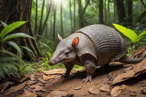 Armadillo In The Nature Habitat Of Brazilian Forest Premium Ai Generated Image