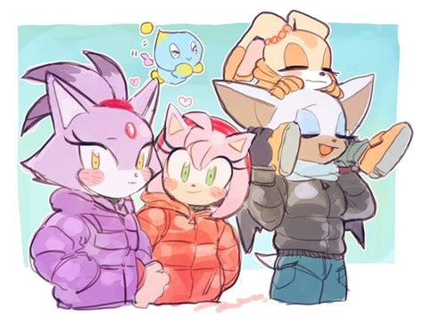 Amy Rose Blaze The Cat Rouge The Bat Cream The Rabbit And Cheese Sonic Drawn By Pam Le