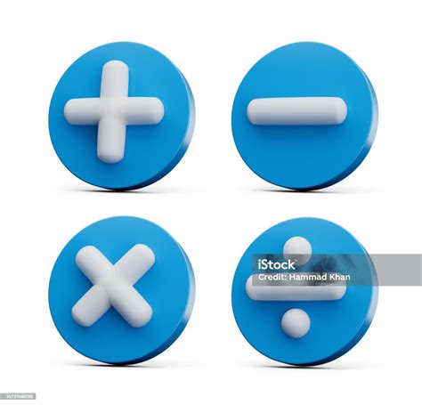 3d 플러스 빼기 곱하기 및 흰색 배경에 파란색 버튼으로 기호 나누기 3d 그림 3차원 형태에 대한 스톡 사진 및 기타 이미지 3차원 형태 빼기 기호 상징 Istock