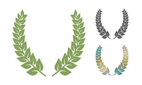 월계관 화 환의 벡터 세트 아이콘입니다 녹색 월계관 화환의 복고풍 상징 1위에 대한 스톡 벡터 아트 및 기타 이미지 1위 Championship 경쟁 Istock