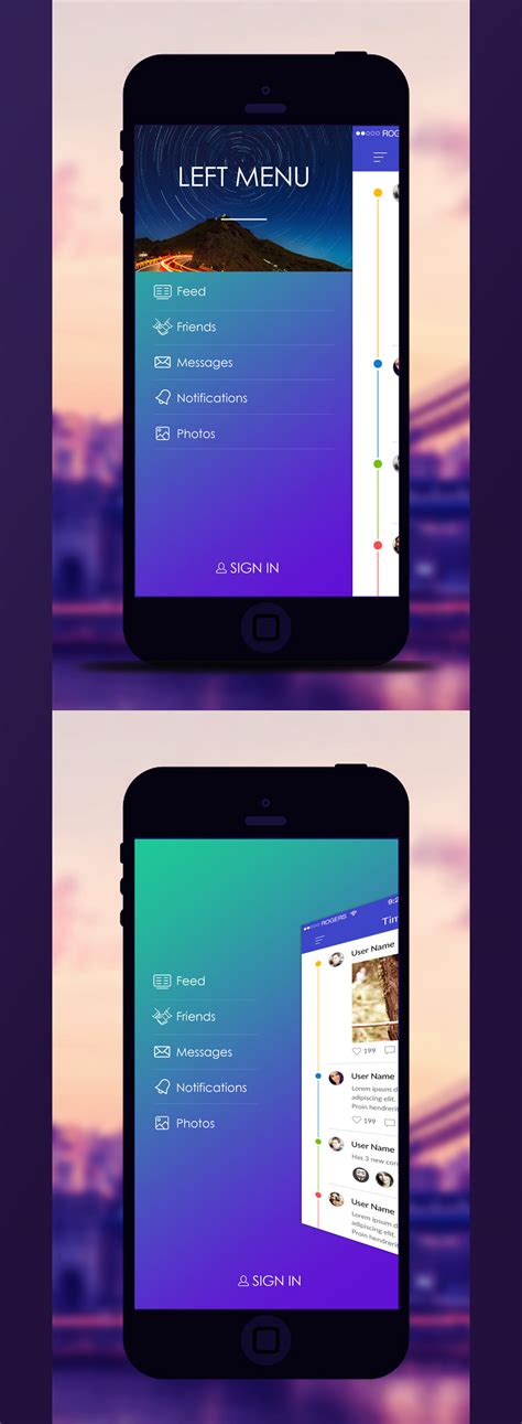 IOS Style Mobile Left Menu UI PSD On Behance