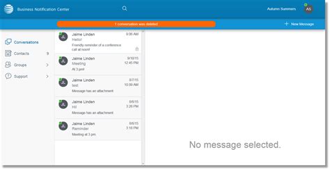 Delete A Message From The Message List In AT T Business Notification Center Asecare