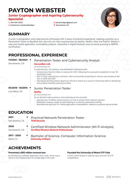 Penetration Tester Resume Examples Guide For