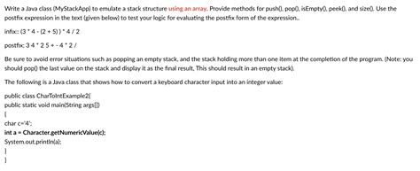 Solved Write A Java Class MyStackApp To Emulate A Stack Chegg