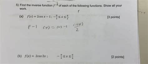 Solved Find The Inverse Function F Of Each Of The Chegg