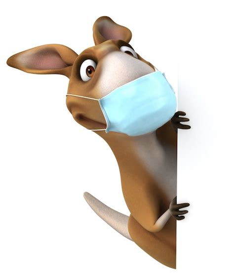 Premium Photo Fun Cartoon Kangaroo With A Mask